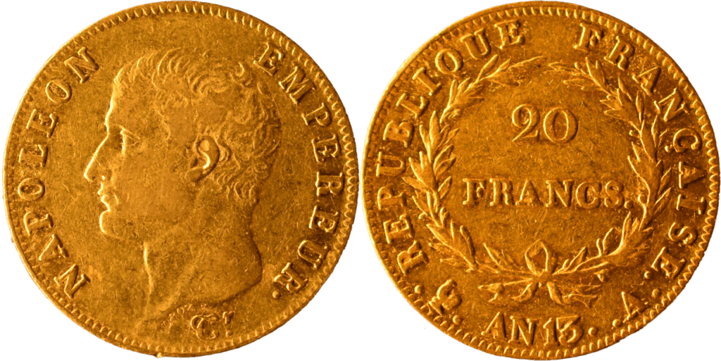 20 francs or Napoléon Empereur An 13 A TTB + - Parlons Monnaies